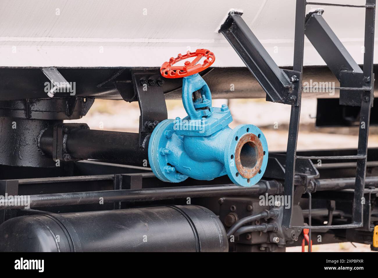 Industrial pipe system with valves and flanges for high-pressure ...