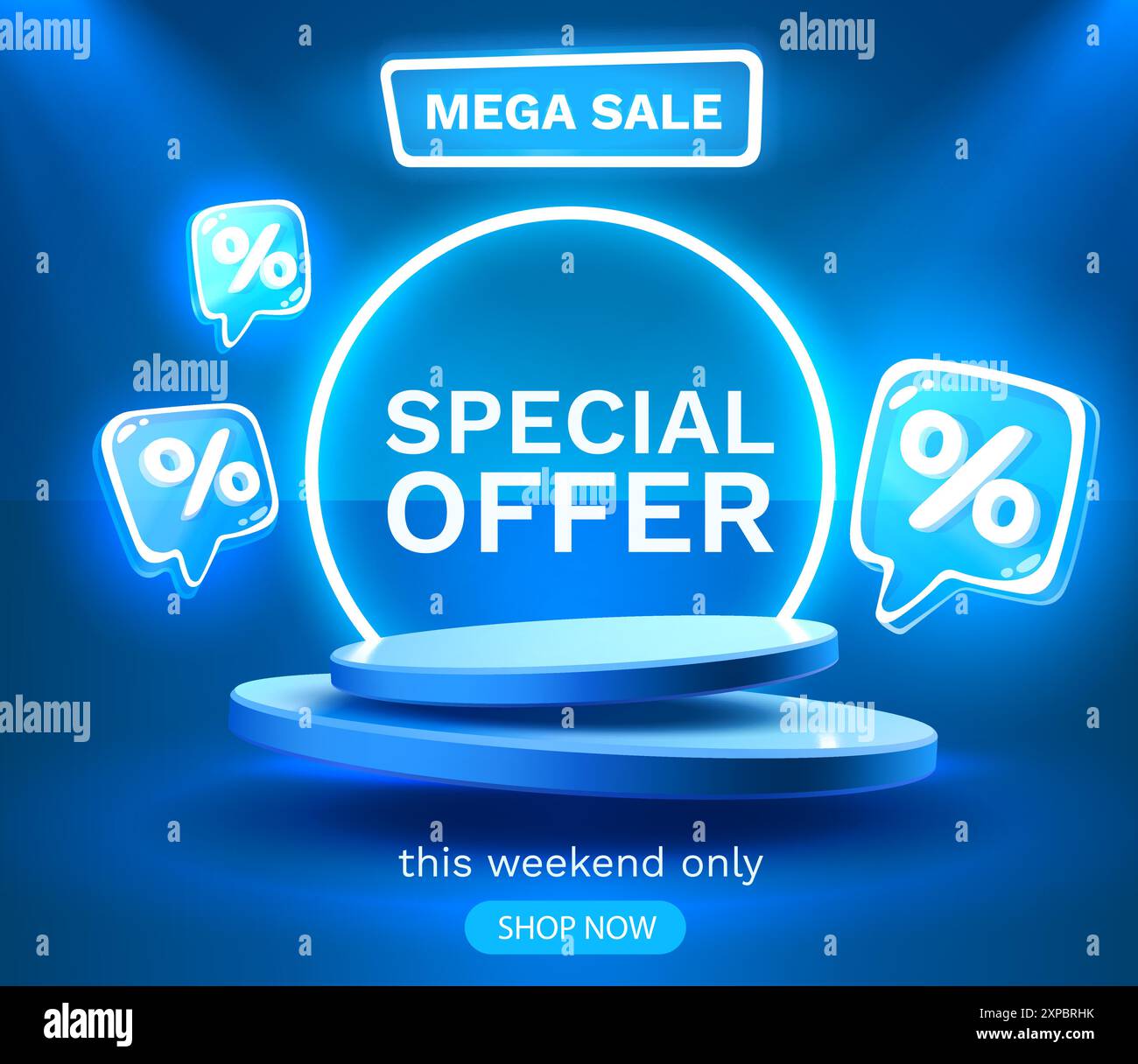 Mega sale special offer, Stage podium percent, Stage Podium Scene with ...