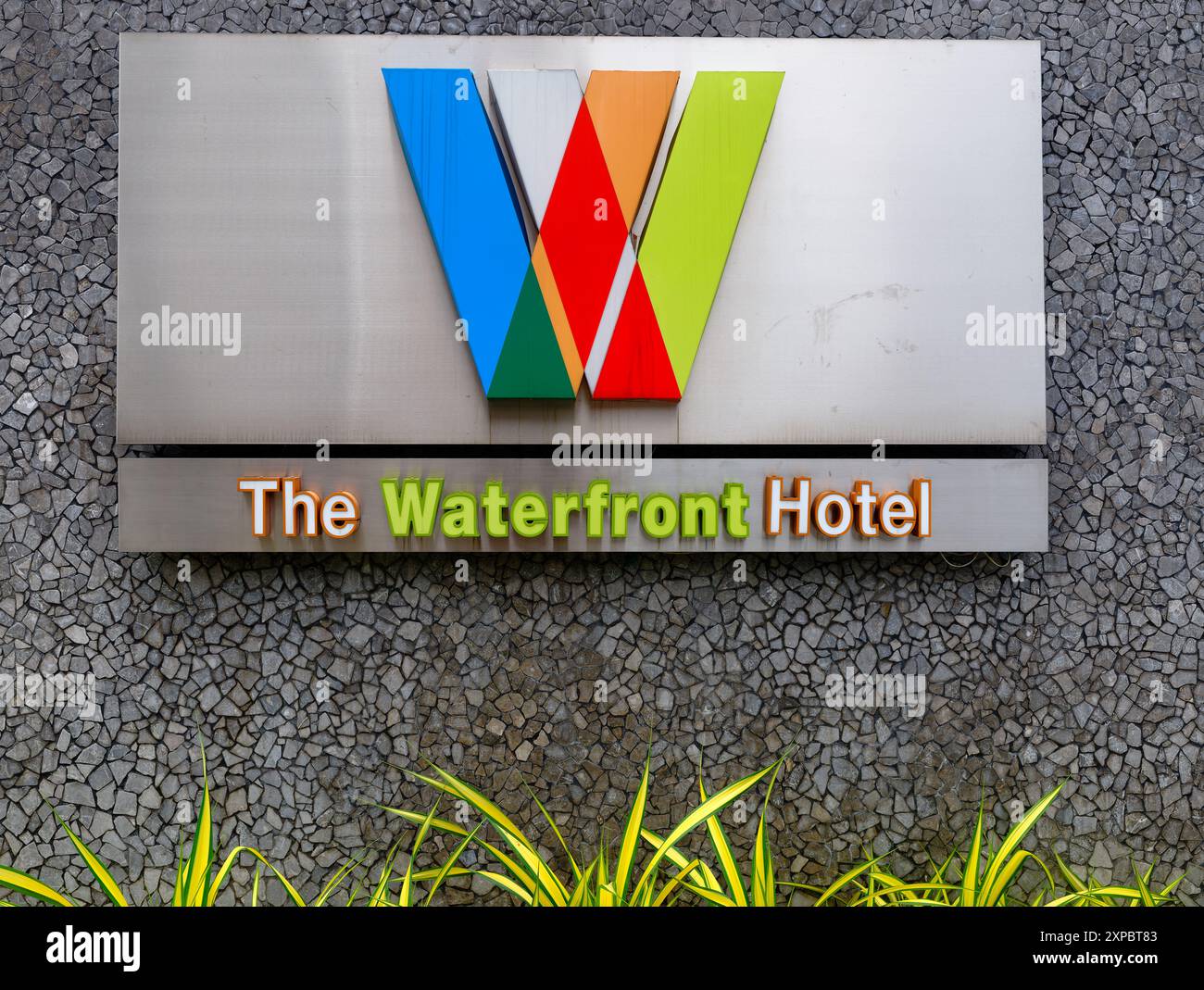 Waterfront Hotel entry sign, logo, Kuching, Sarawak, Malaysia Stock ...