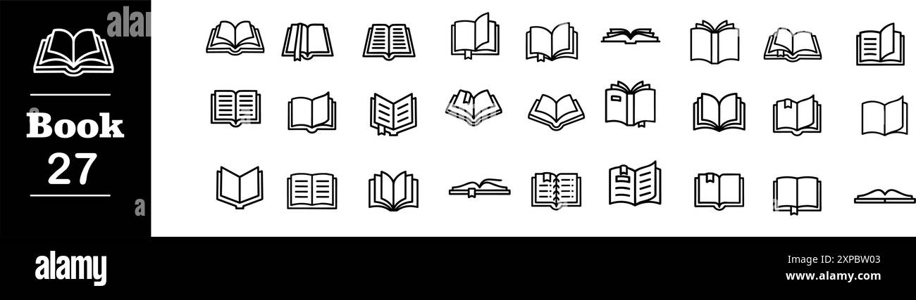 Books Icons - Vector Line. Editable Stroke. Vector Stock Vector Image ...