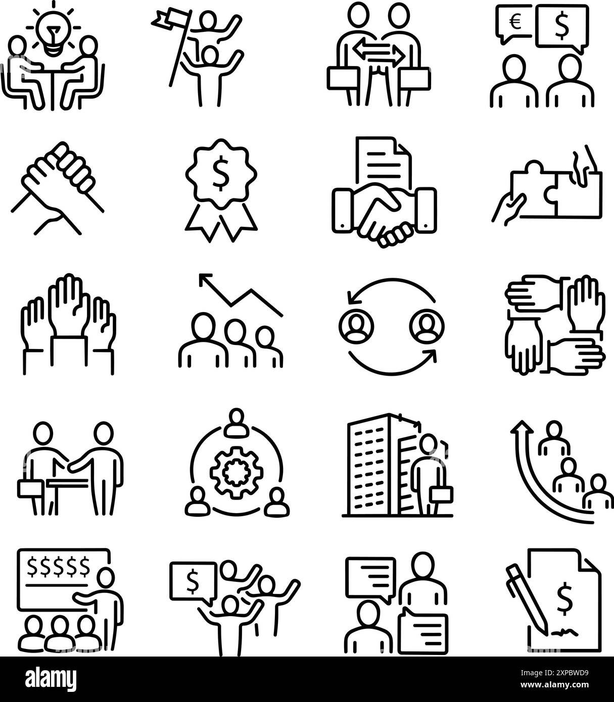 Headhunting And Recruiting minimal thin stroke icon set. Included the ...
