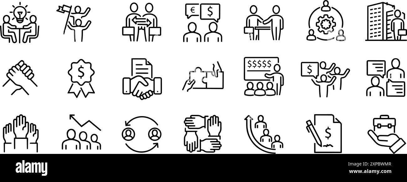 Headhunting And Recruiting minimal thin stroke icon set. Included the ...