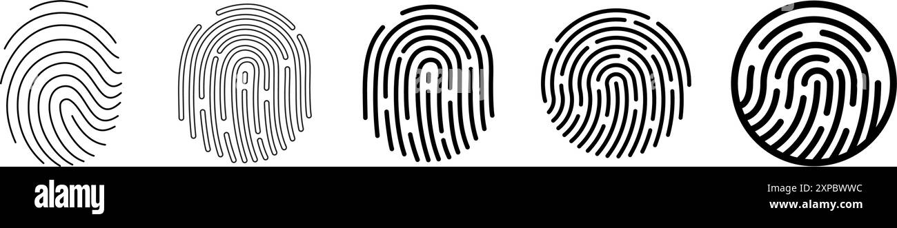 Fingerprint scanner icon set isolated on transparent background Stock ...