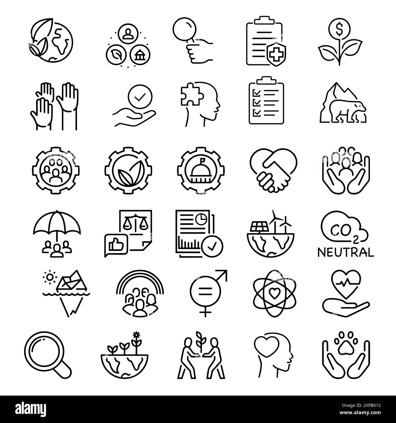 Environment Nature Line Icons Collection Esg Concept Net Zero In Environmental Social And
