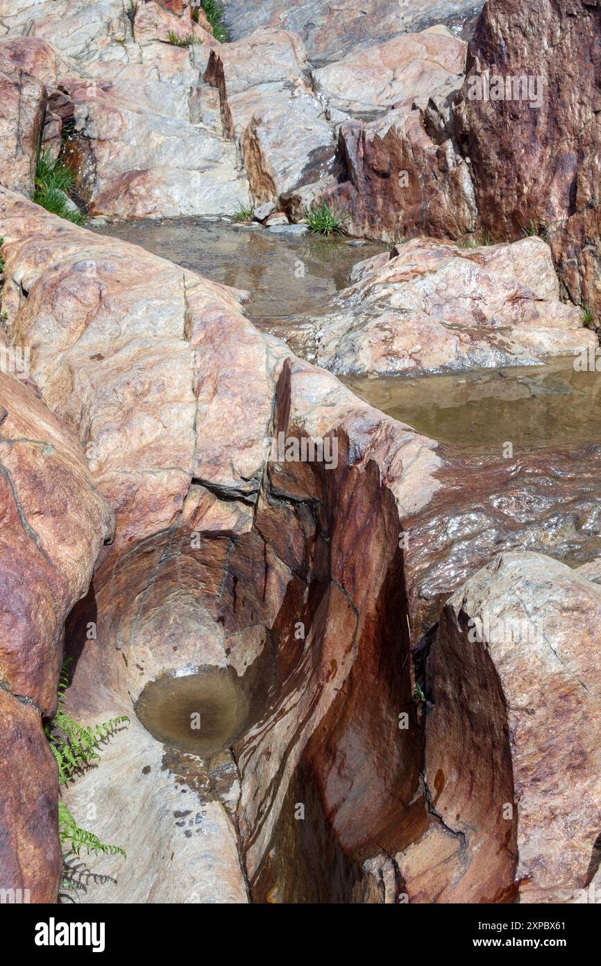 Glacial morphology. Smooth rocks, water erosion potholes in the Forni ...