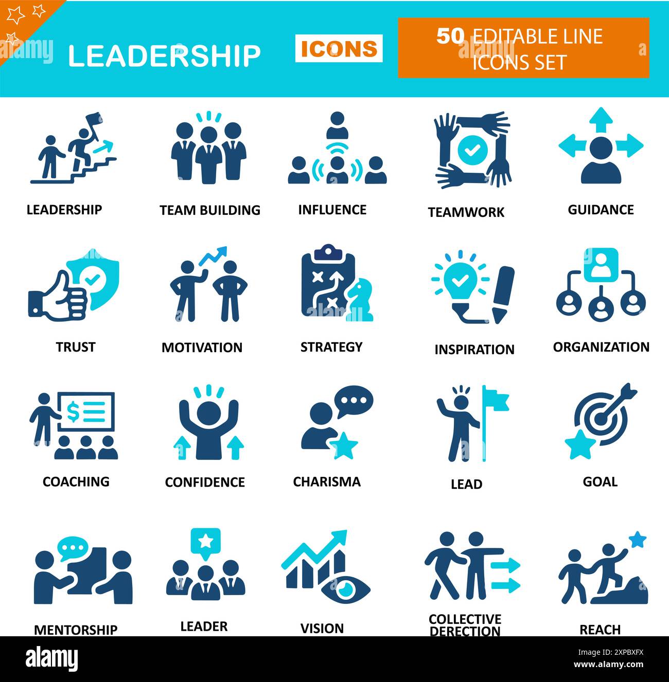 Leadership icon set. Vector illustration. Solid icons collection Stock Vector Image & Art - Alamy