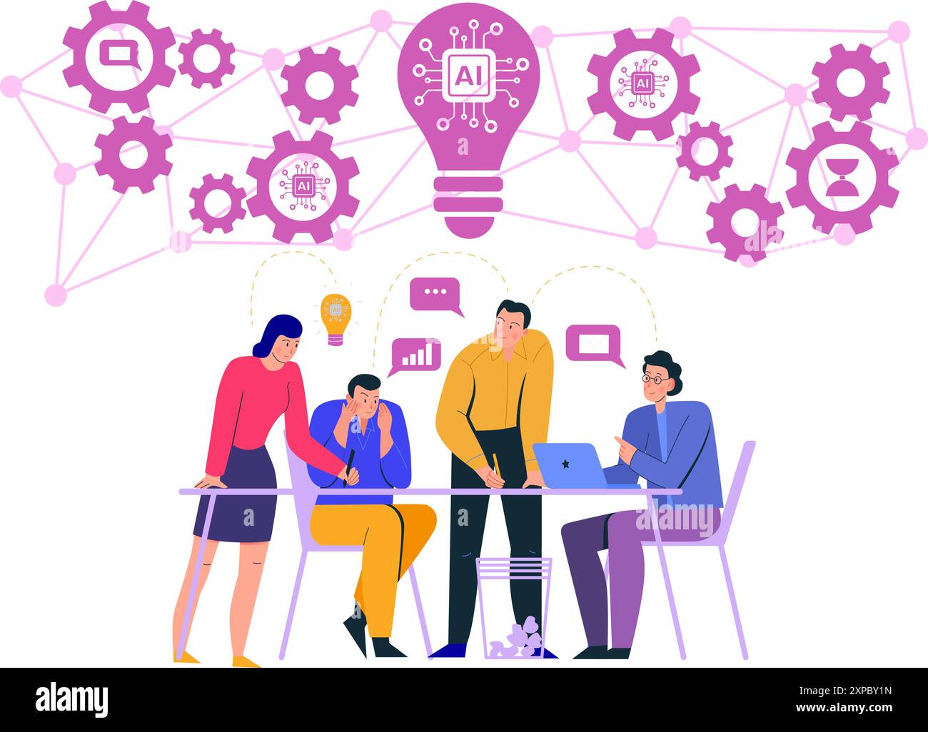 business people team working meeting and brainstorming concepts. Vector ...