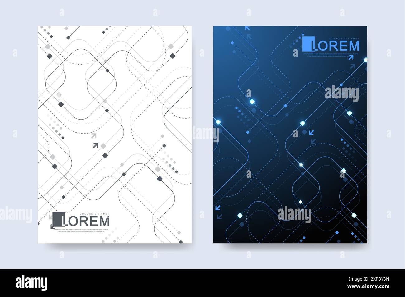 Modern technology cover template design for a report and brochure ...