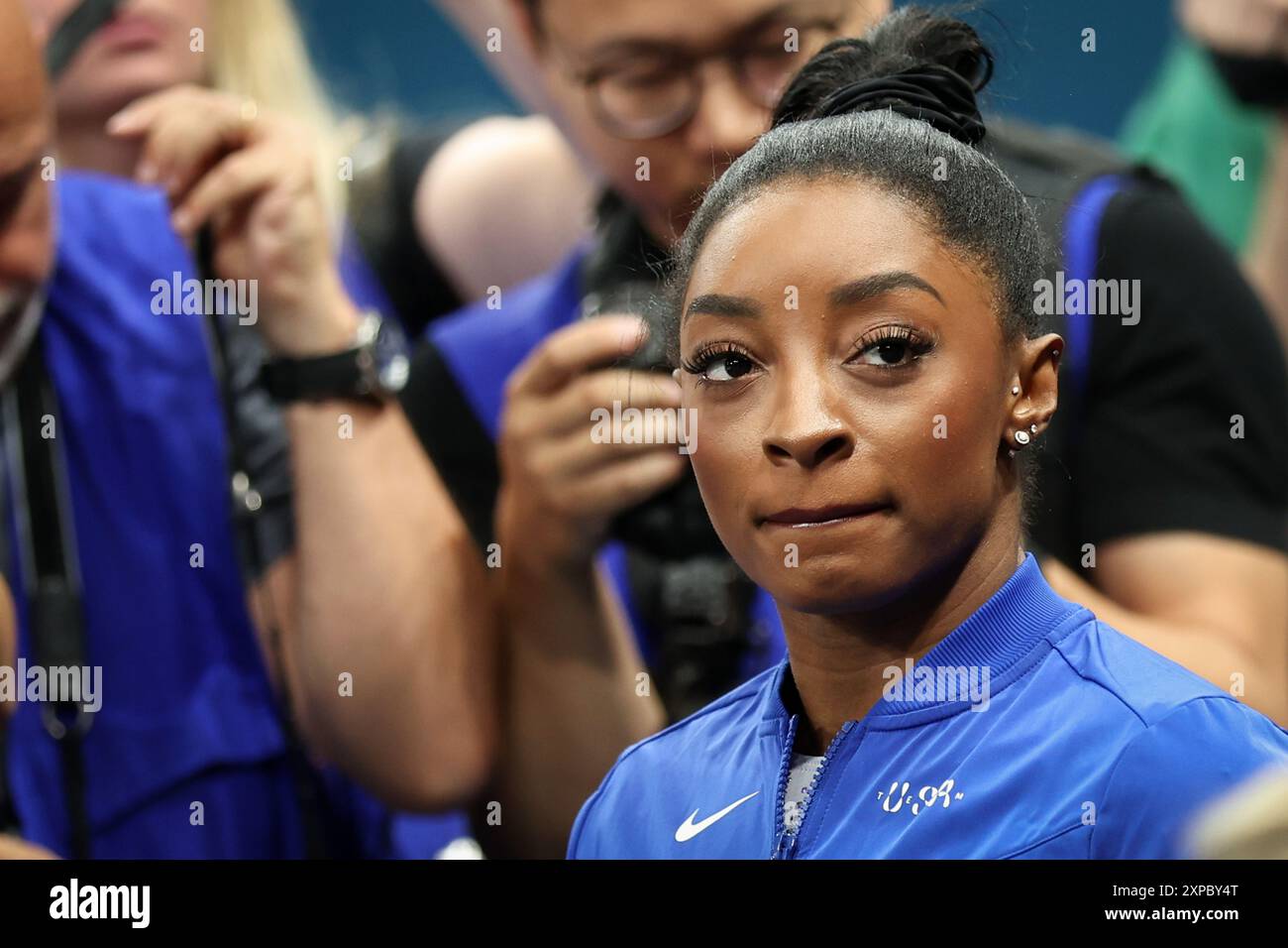 PARIS, FRANCE - AUGUST 05: Simone Biles of USA disappointed while women ...