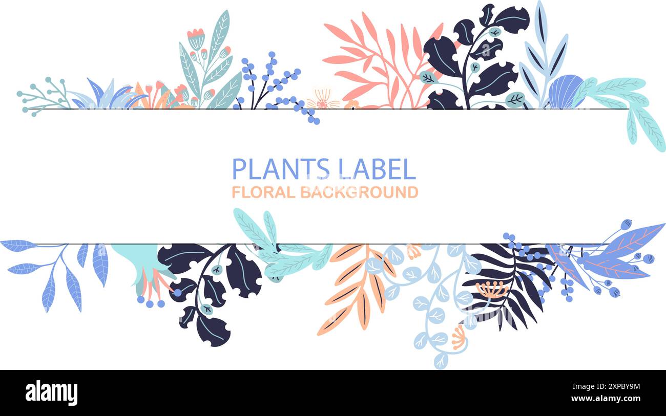 Horizontal floral border with tropical leaves and branches. Template ...