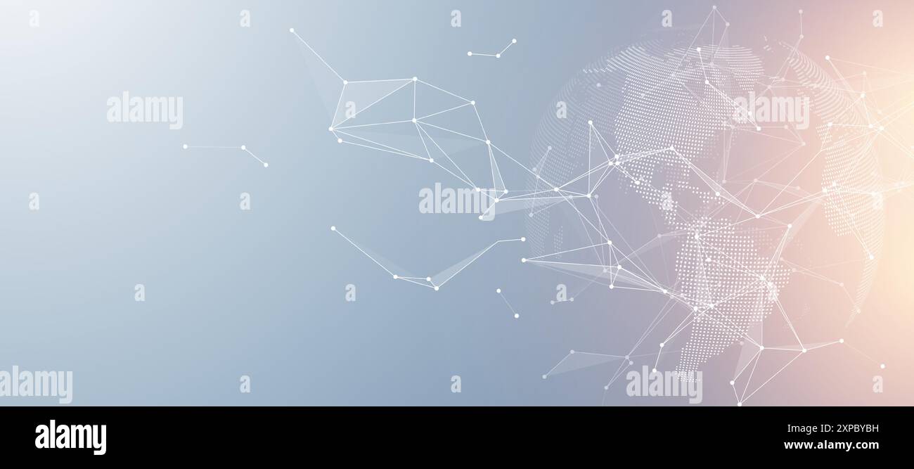 Global network connection banner design template. Header social network ...