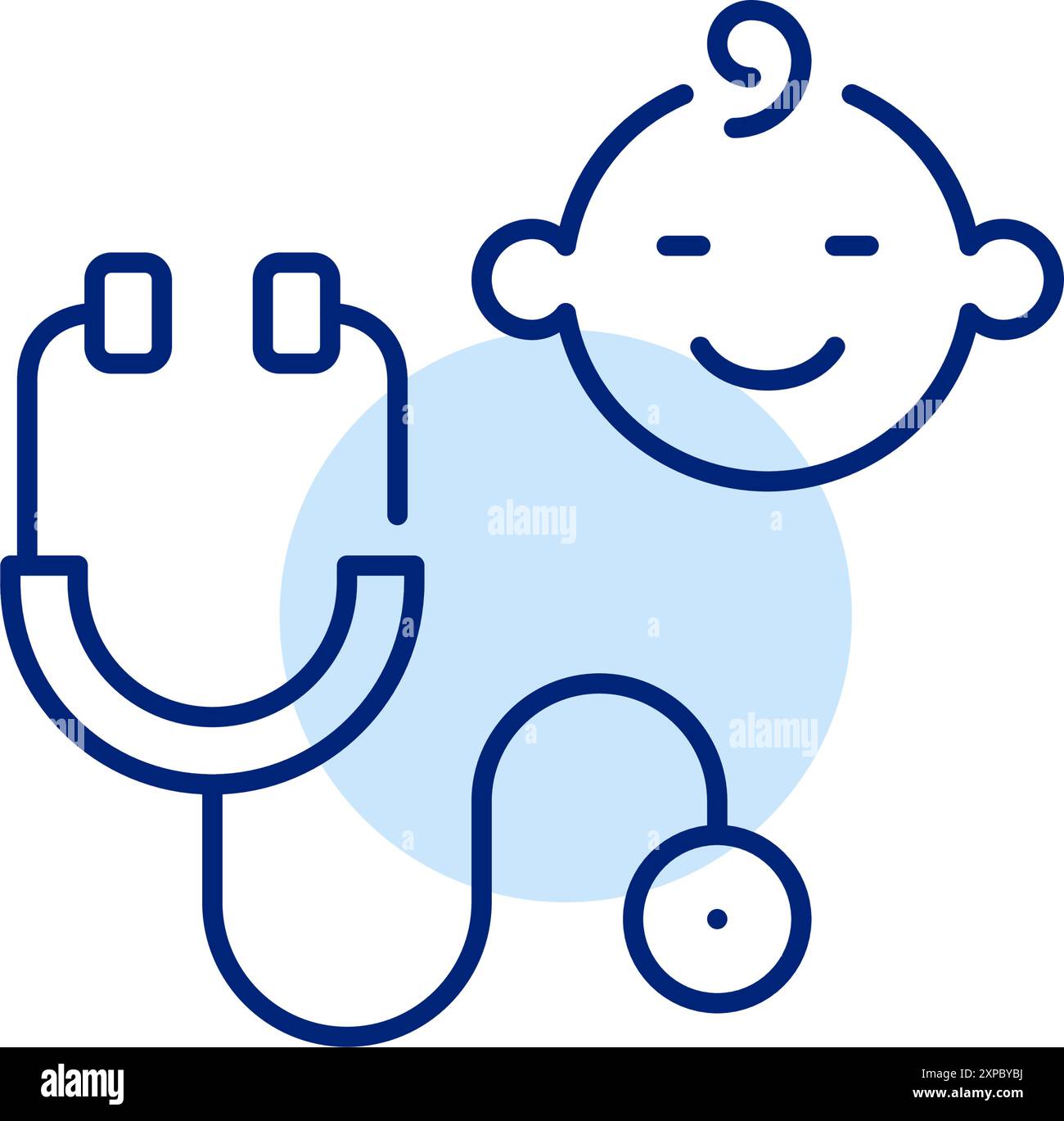Stethoscope and baby. Pediatric health services. Medical attention to ...