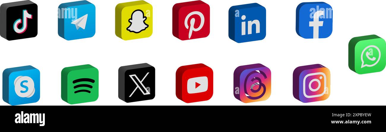 3d Social Media Icons Button Social Media Logo Stock Vector Image And Art Alamy