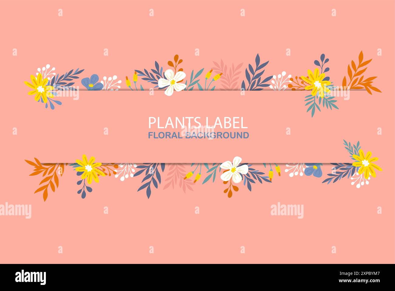 Horizontal floral border with tropical leaves and branches. Template ...