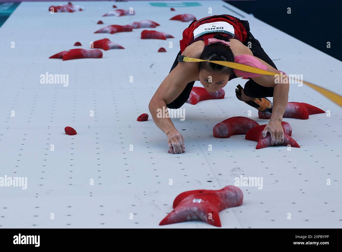 China's Deng Lijuan competes in the women's speed climbing ...