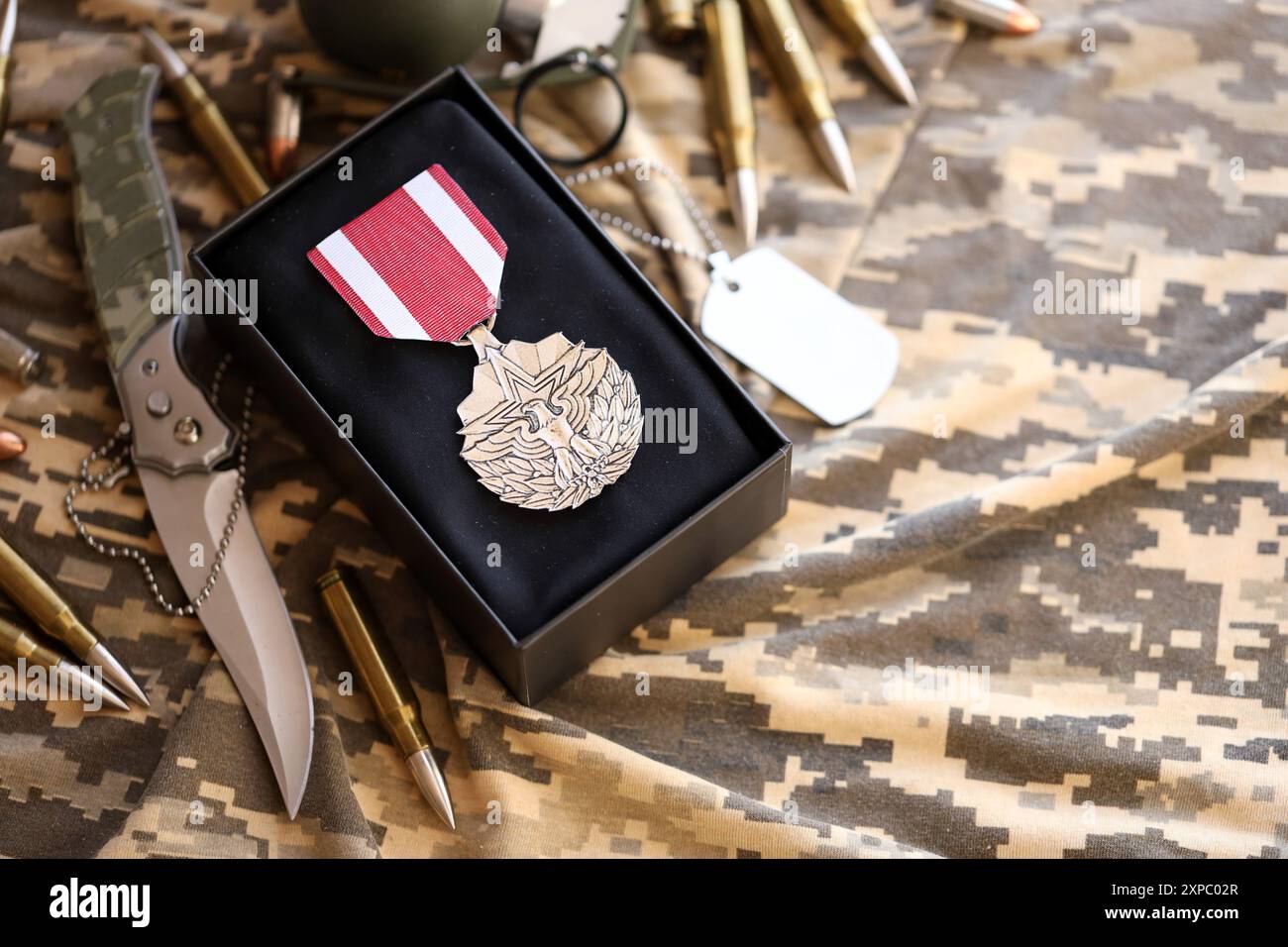 KYIV, UKRAINE - JULY 10, 2024 US Defense Meritorious Service medal ...