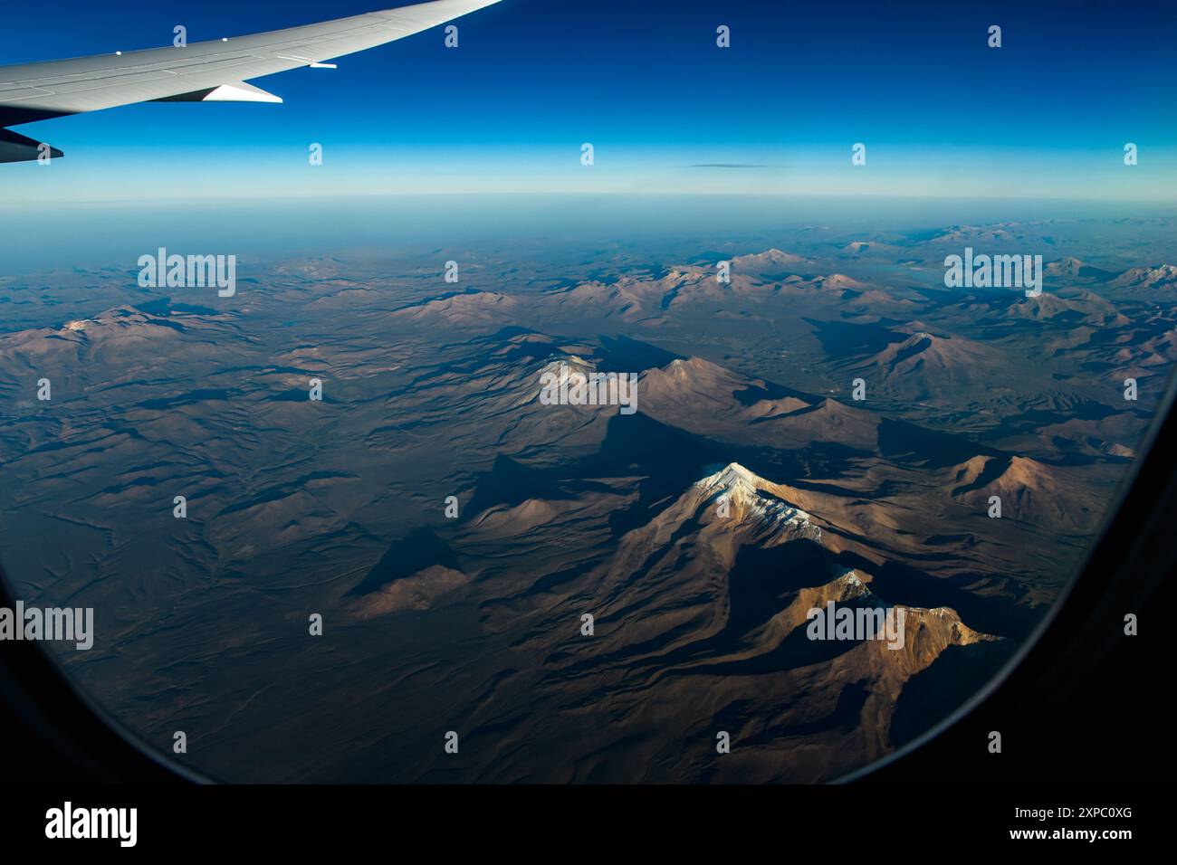 Santiago, Chile - March 17, 2019: Aerial view of majestic mountains ...