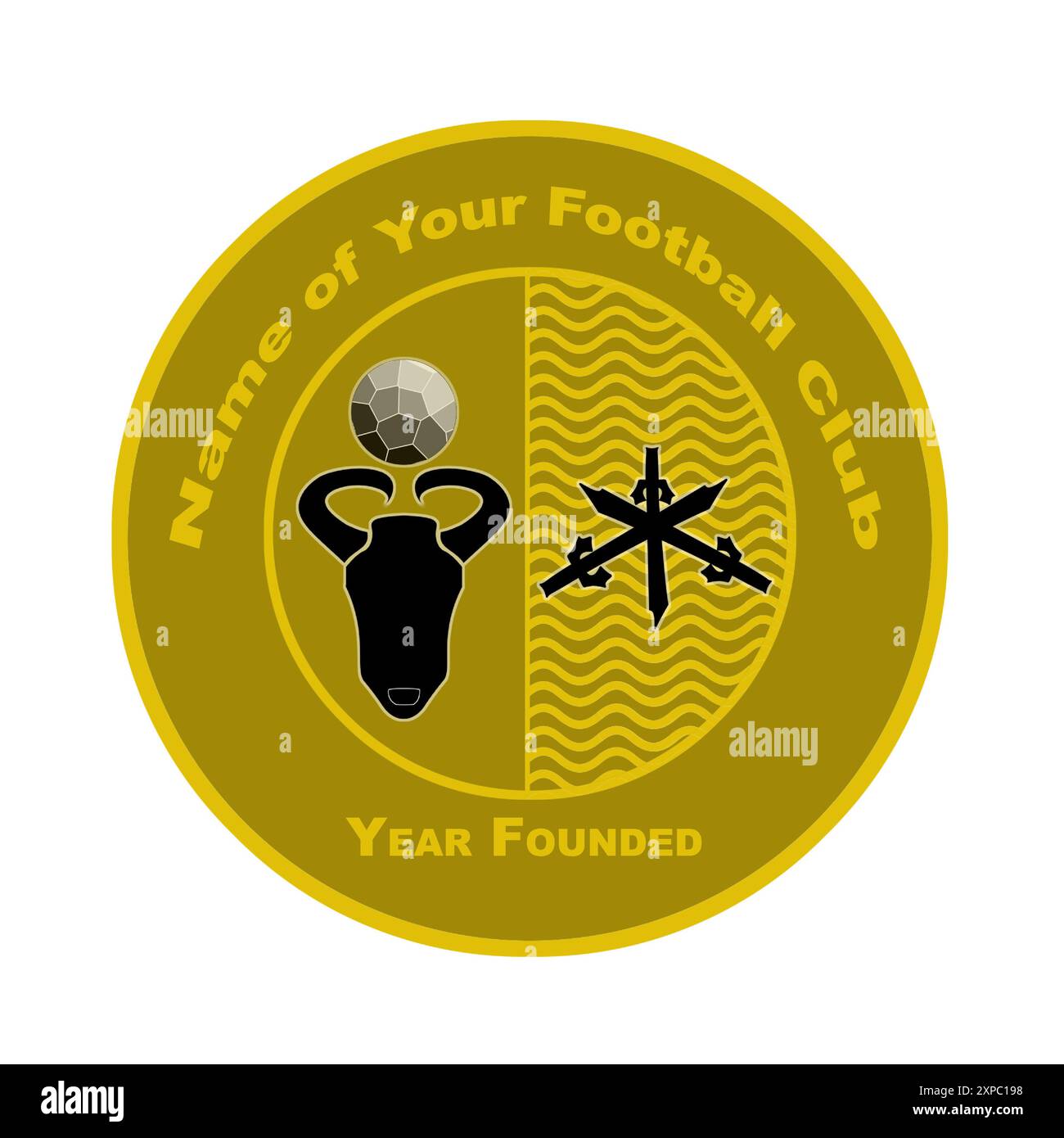 Concept for a football club logo with a gold base color, animal heads ...