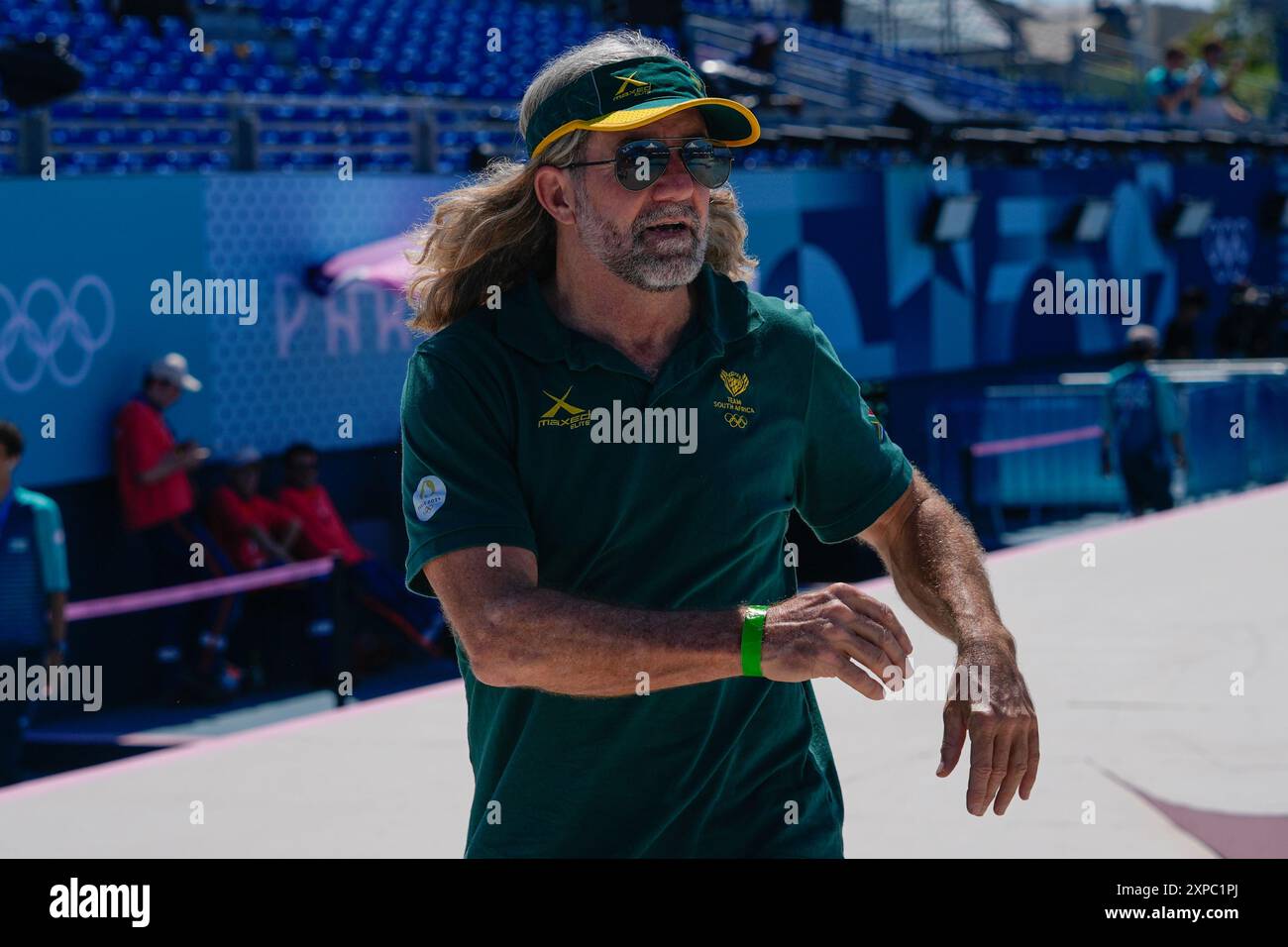 South Africa's Dallas Oberholzer warms up during the men's skateboard ...