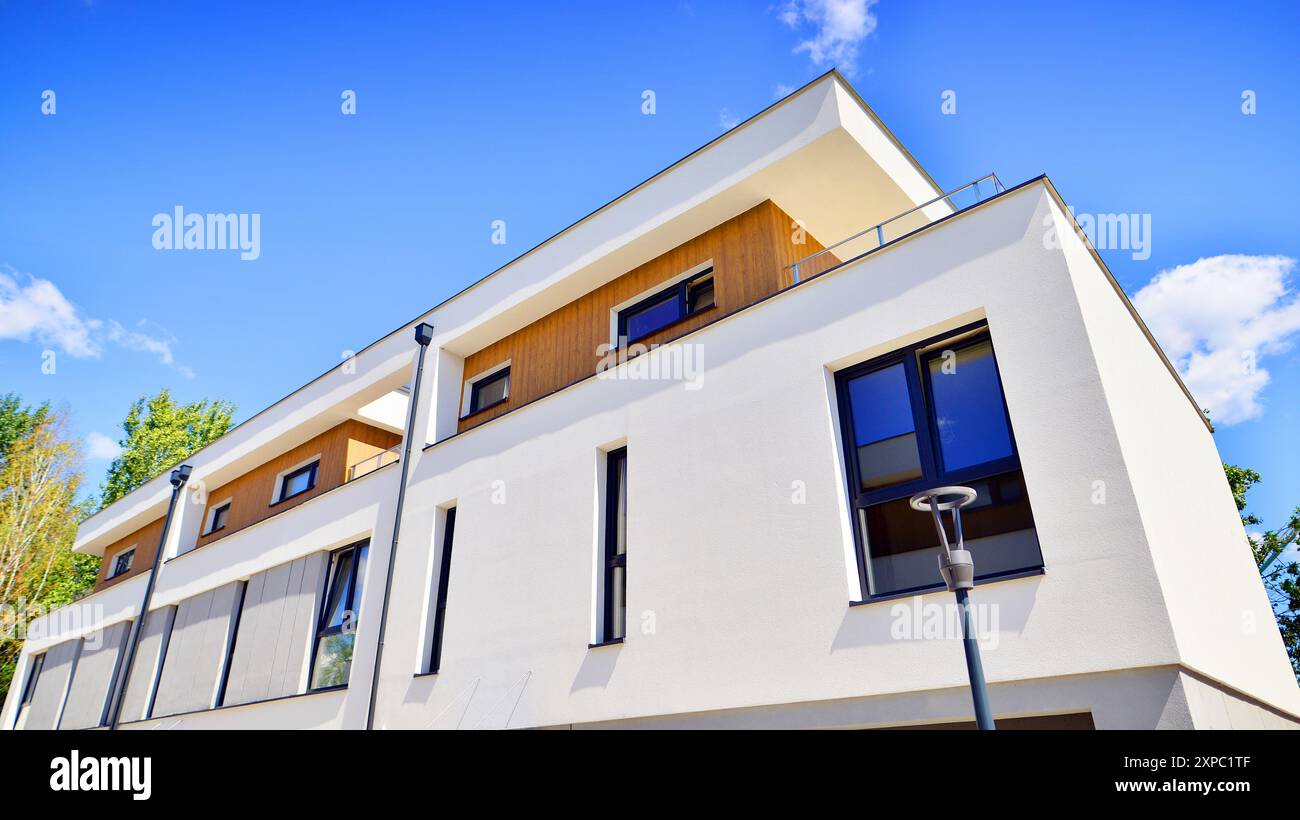 Terraced single family homes in newly developed housing estate. The ...