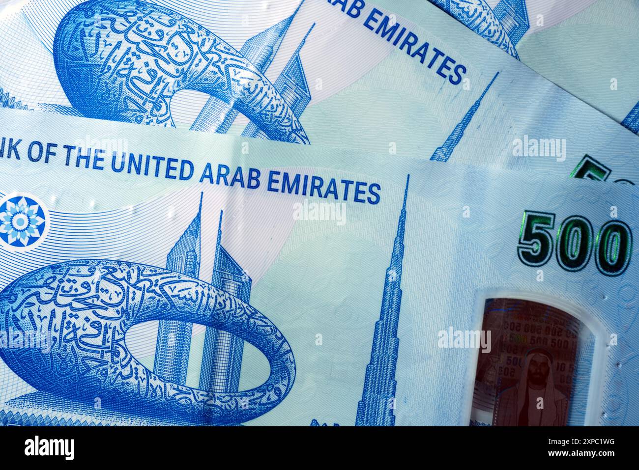 Close up Dirhams currency, AED, Bank note and coins, United Arab ...