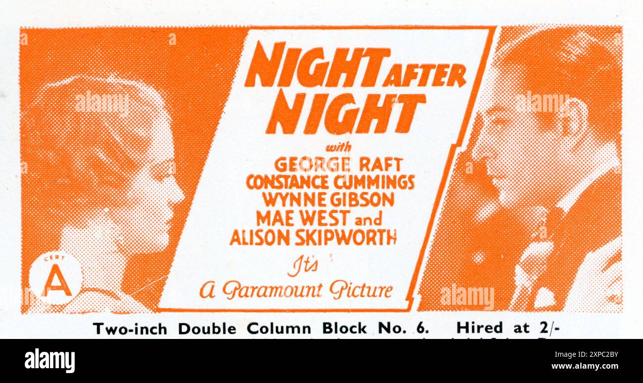 GEORGE RAFT CONSTANCE CUMMINGS WYNNE GIBSON MAE WEST and ALISON SKIPWORTH in NIGHT AFTER NIGHT ...