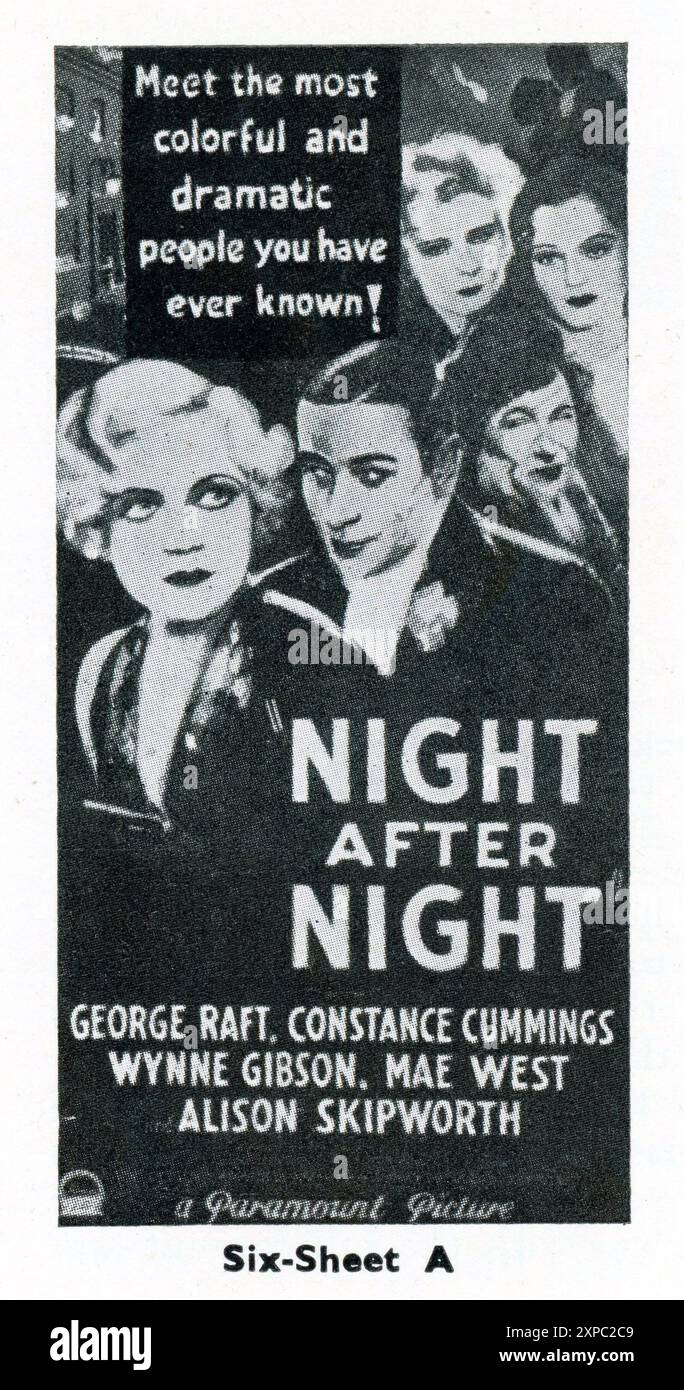 GEORGE RAFT CONSTANCE CUMMINGS WYNNE GIBSON MAE WEST and ALISON SKIPWORTH in NIGHT AFTER NIGHT ...