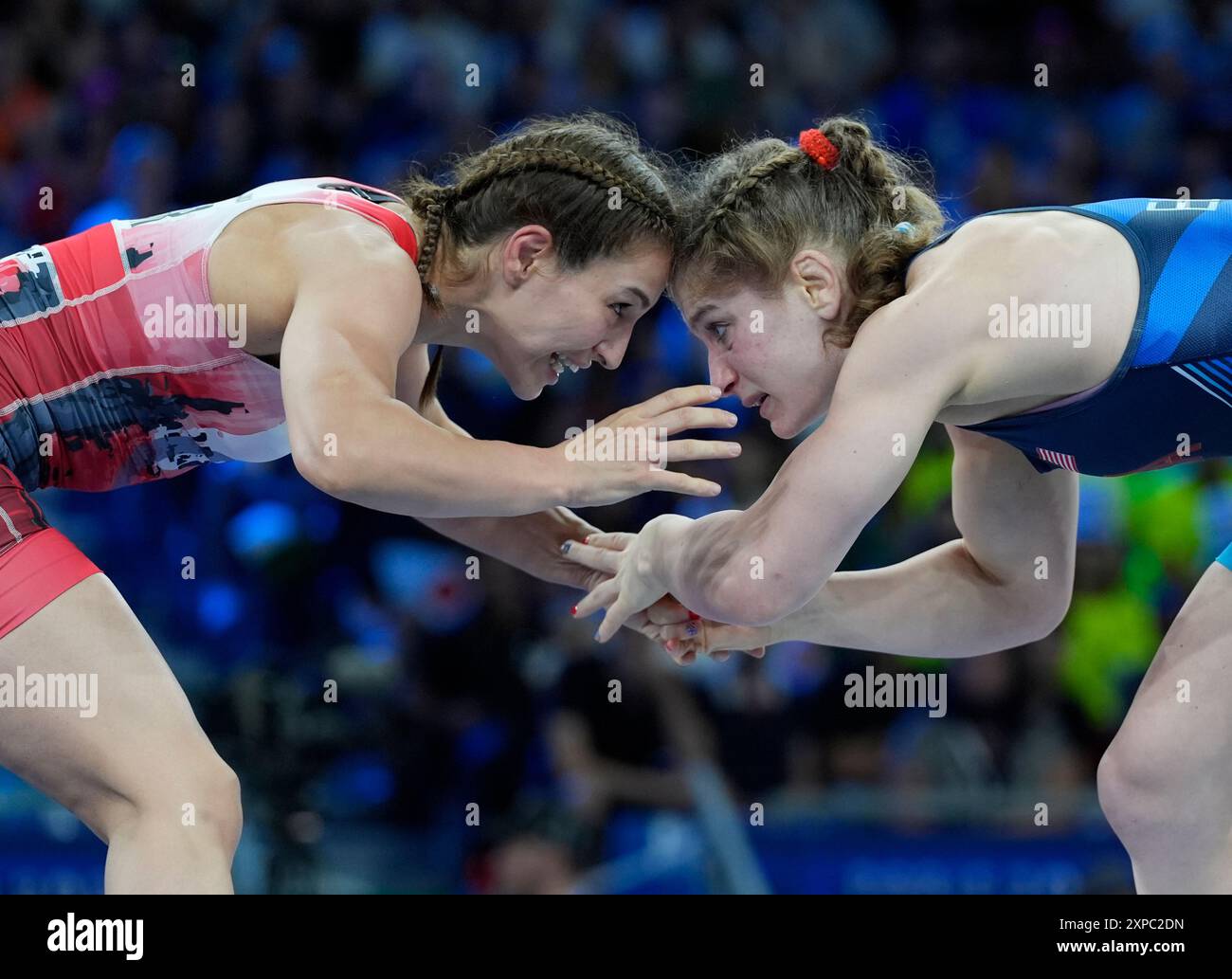 Turkey's Buse Tosun Cavusoglu and United State's Amit Elor, right ...