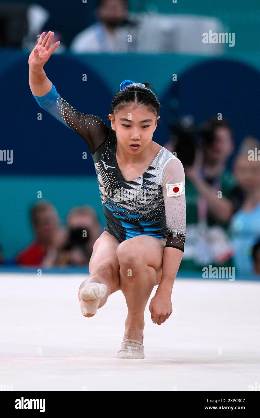 Rina Kishi, of Japan, competes during the women's artistic gymnastics ...