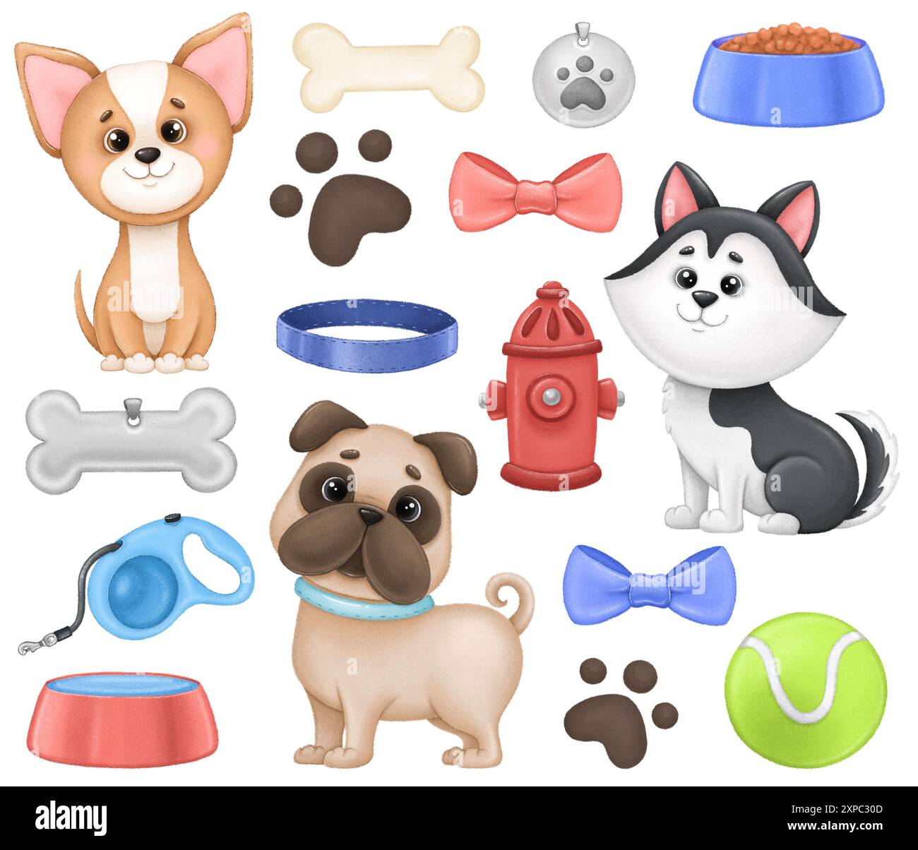 Cute Dogs clip art on white isolated, lovely childrens illustration ...