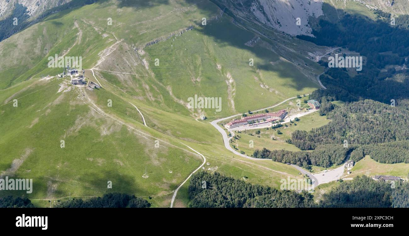 panoramic aerial landscape, from a glider plane, with meteorological ...