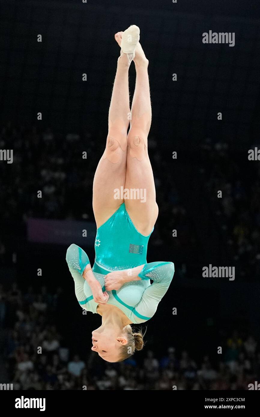 Ana Barbosu, of Romania, competes during the women's artistic ...