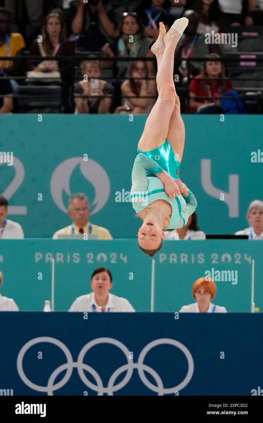 Ana Barbosu, of Romania, competes during the women's artistic ...
