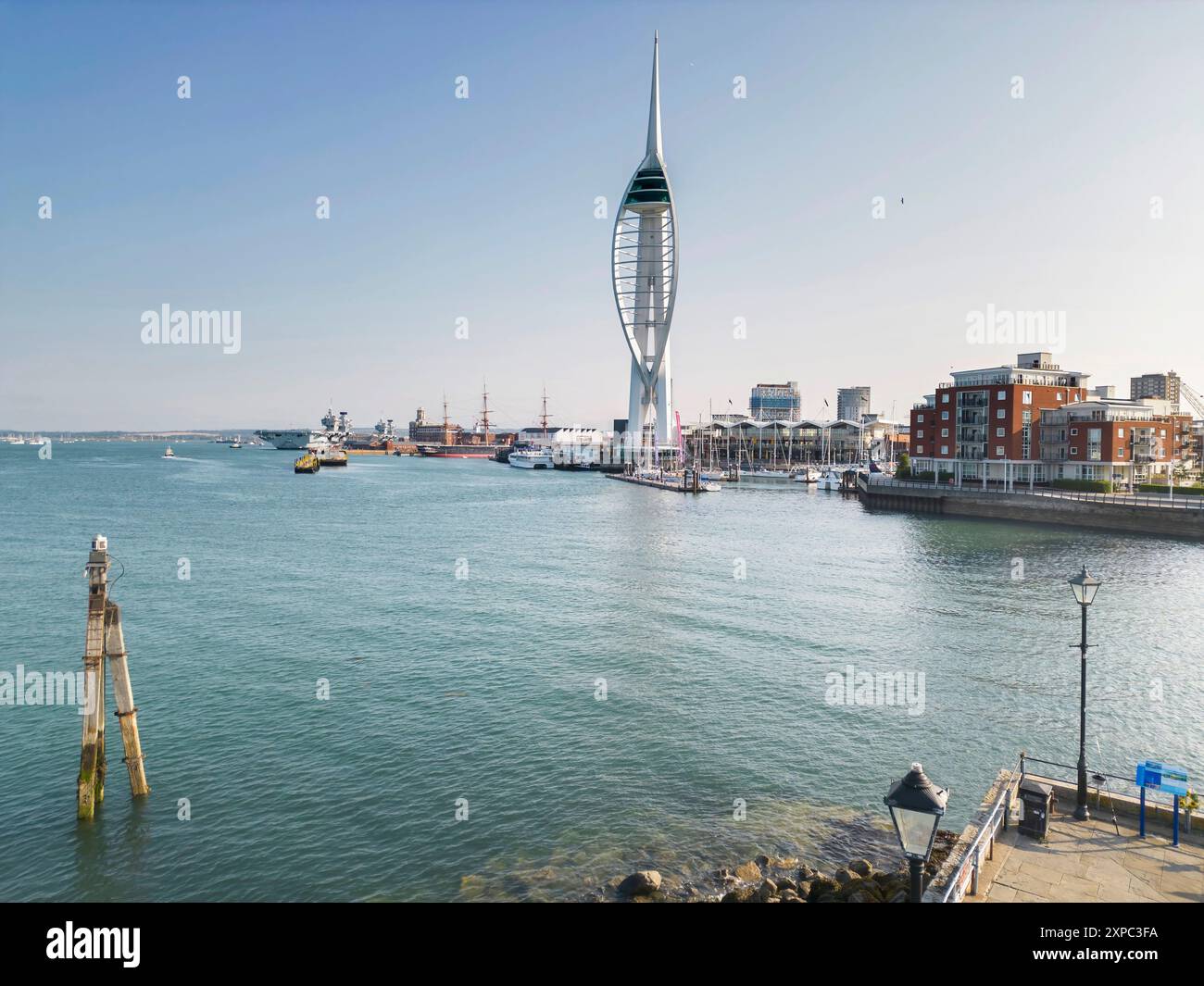 aerial view of portsmouth harbour and the 170m spinnaker tower ...