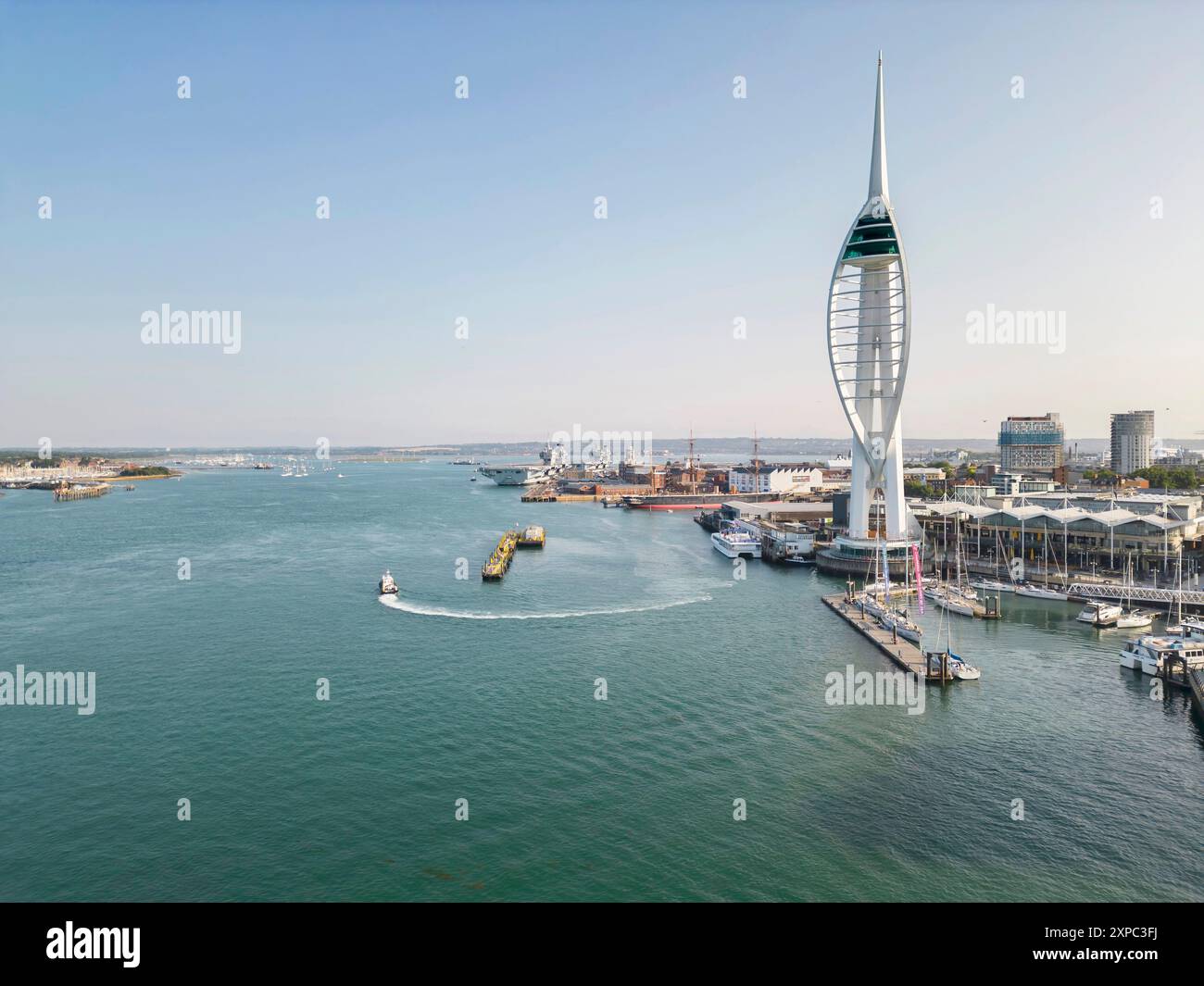 aerial view of portsmouth harbour and the 170m spinnaker tower ...