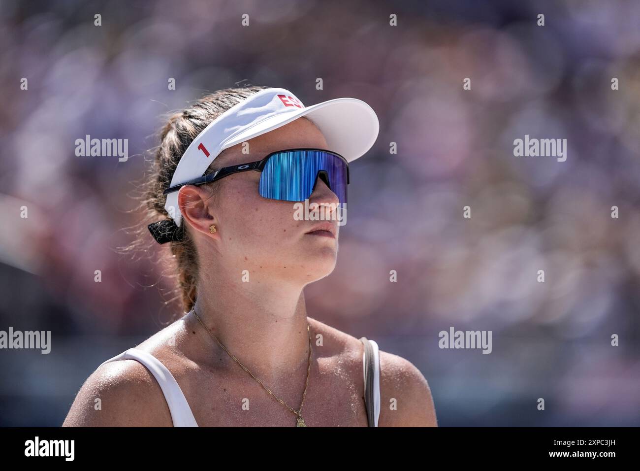 Daniela Alvarez Mendoza of Spain looks on during her match with Tania ...