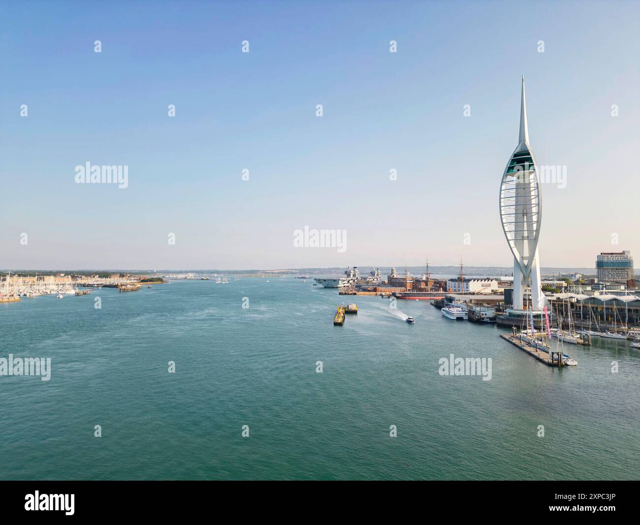 aerial view of portsmouth harbour and the 170m spinnaker tower ...