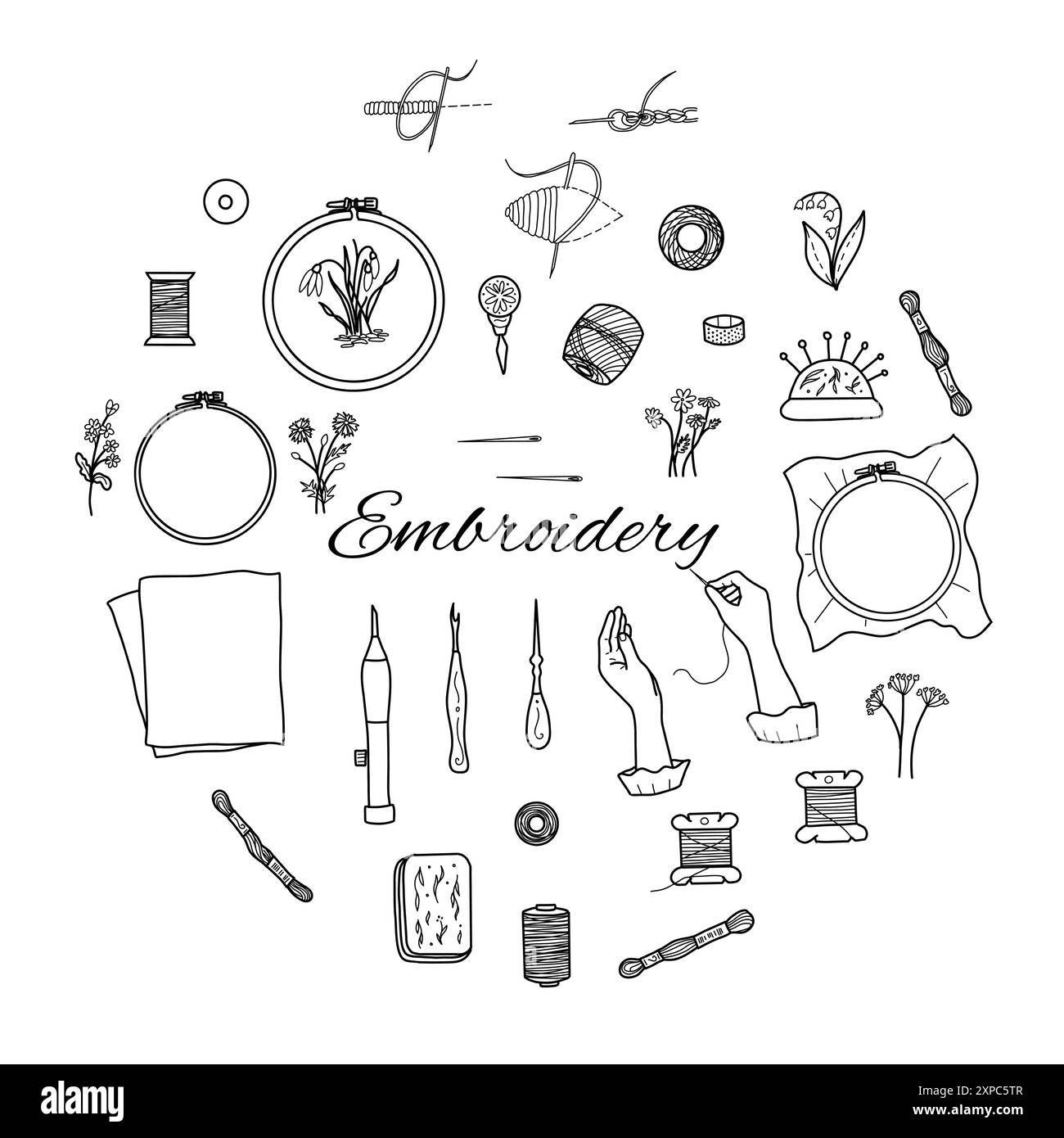 Hands woman sewing cloth Black and White Stock Photos & Images - Alamy