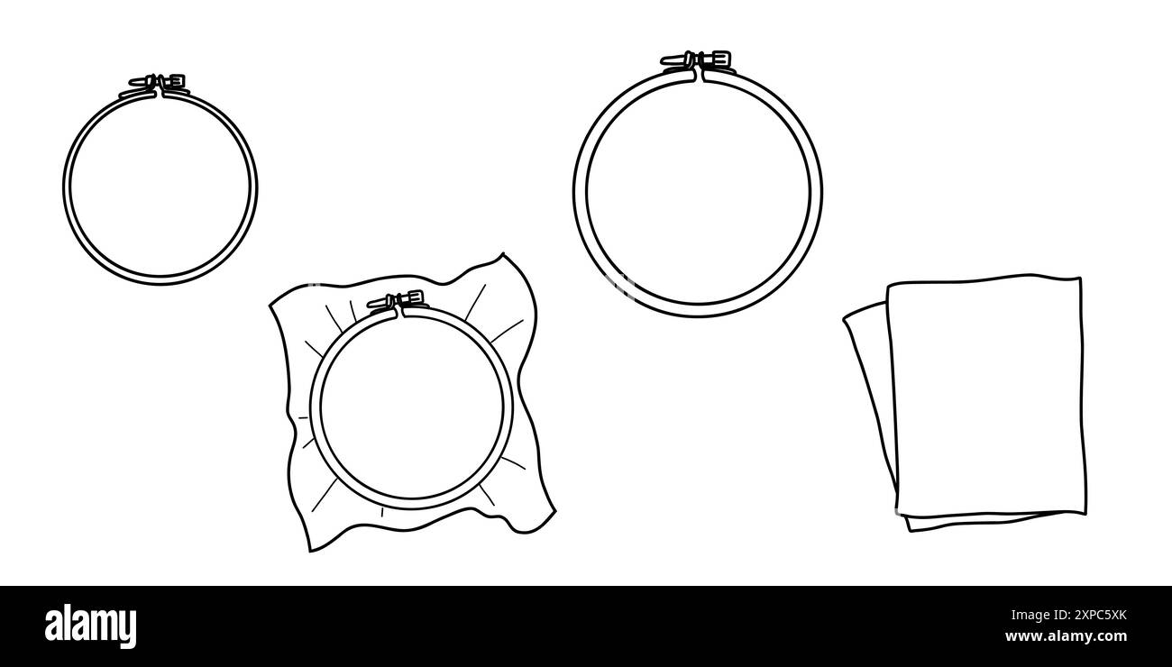 Embroidery Hoop with Canvas, Piece of Cloth or Fabric Vector ...