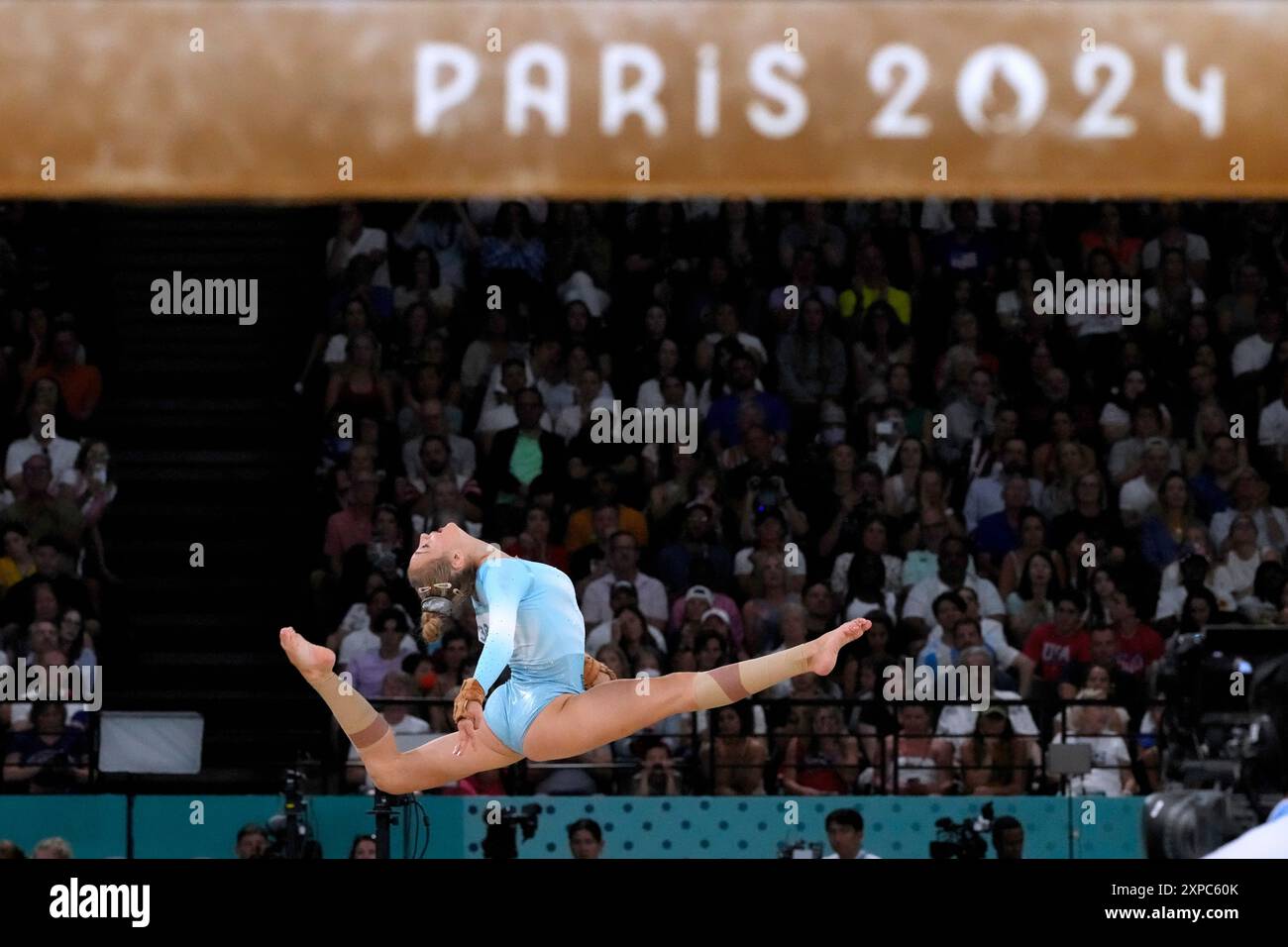 Sabrina Maneca-Voinea, of Romania, competes during the women's artistic ...