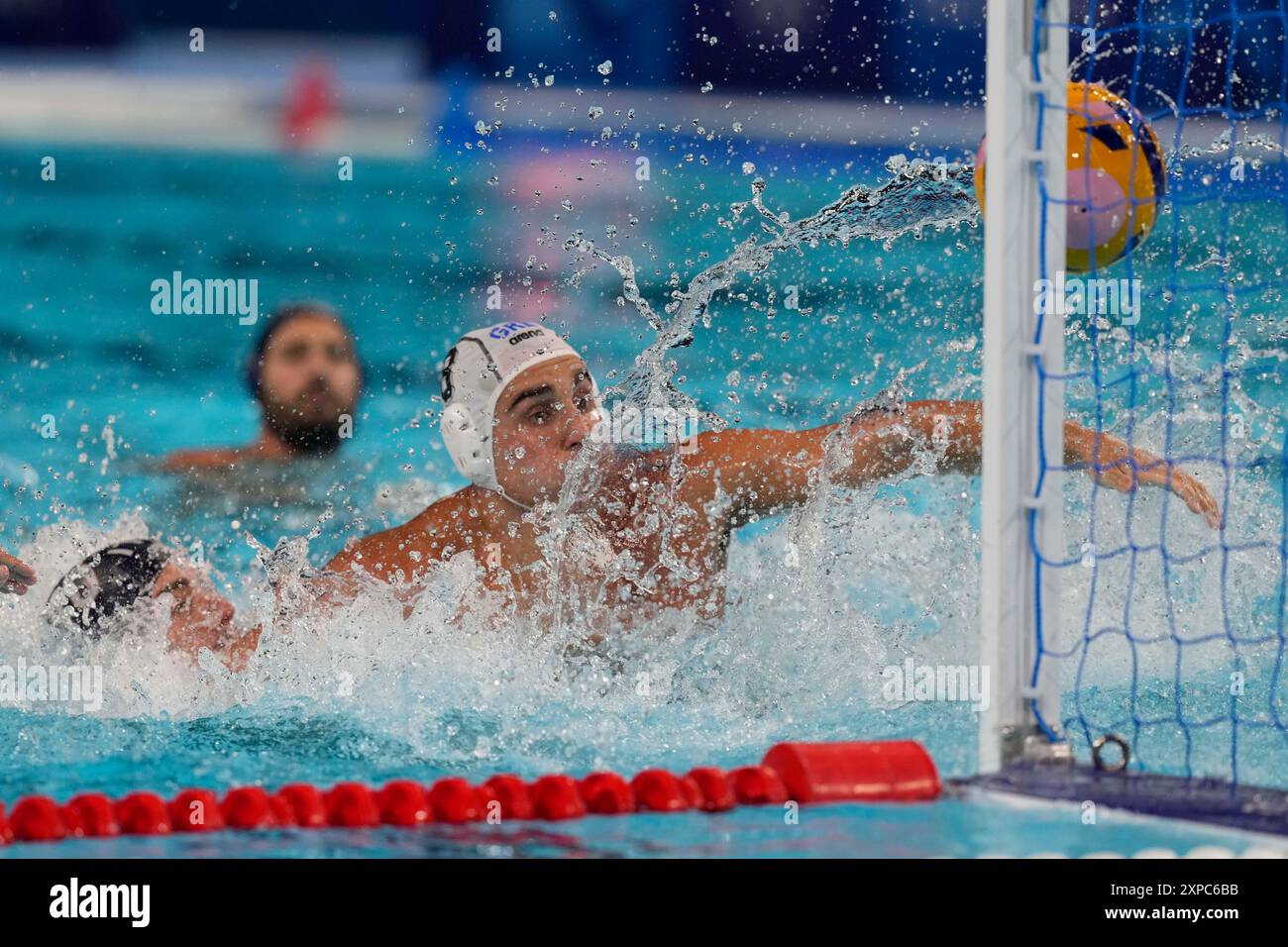 Italy's Lorenzo Bruni scores a goal during a men's Group B preliminary ...