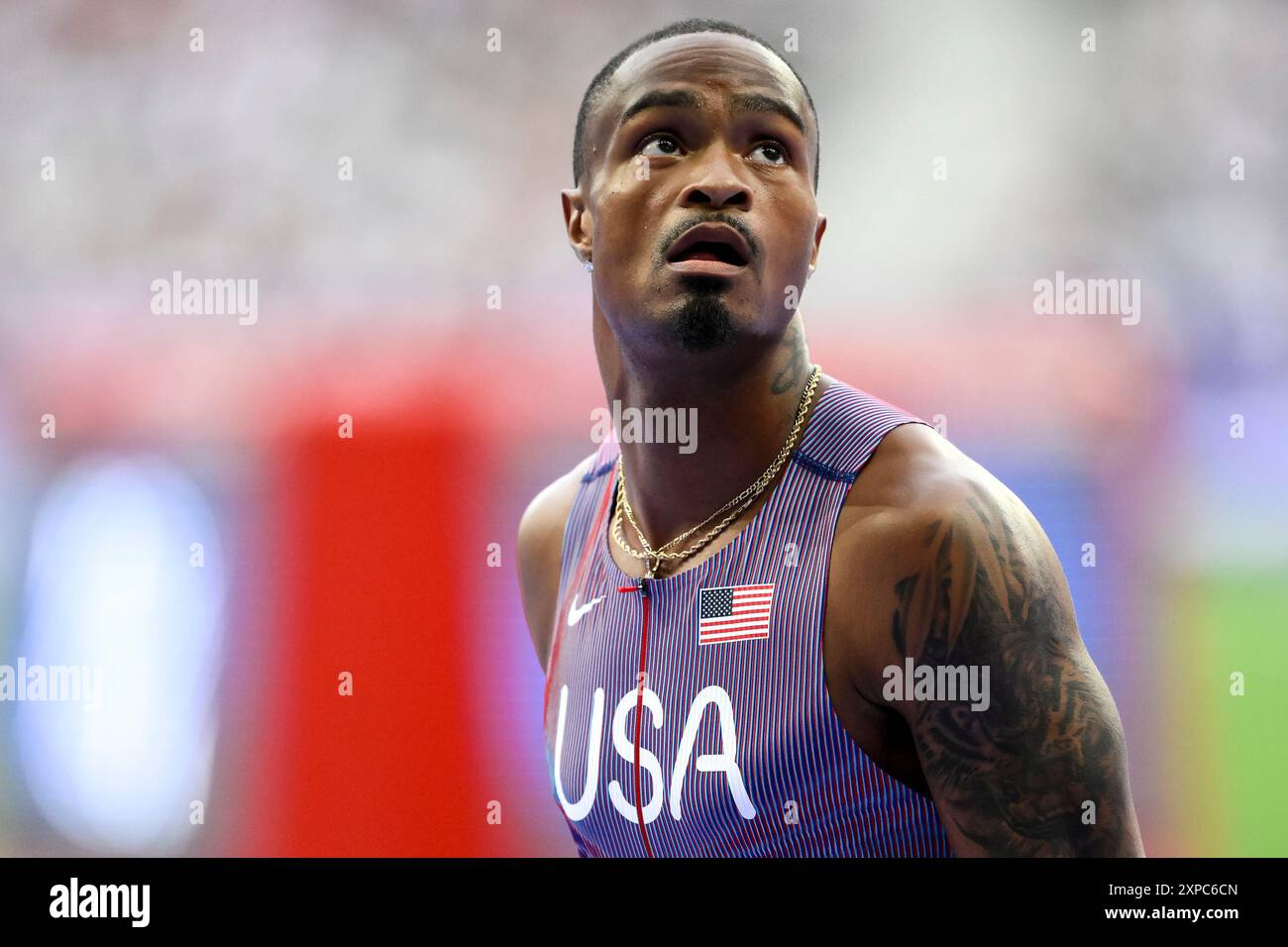 Quincy Hall of United States of America prepares to compete in the 400m ...