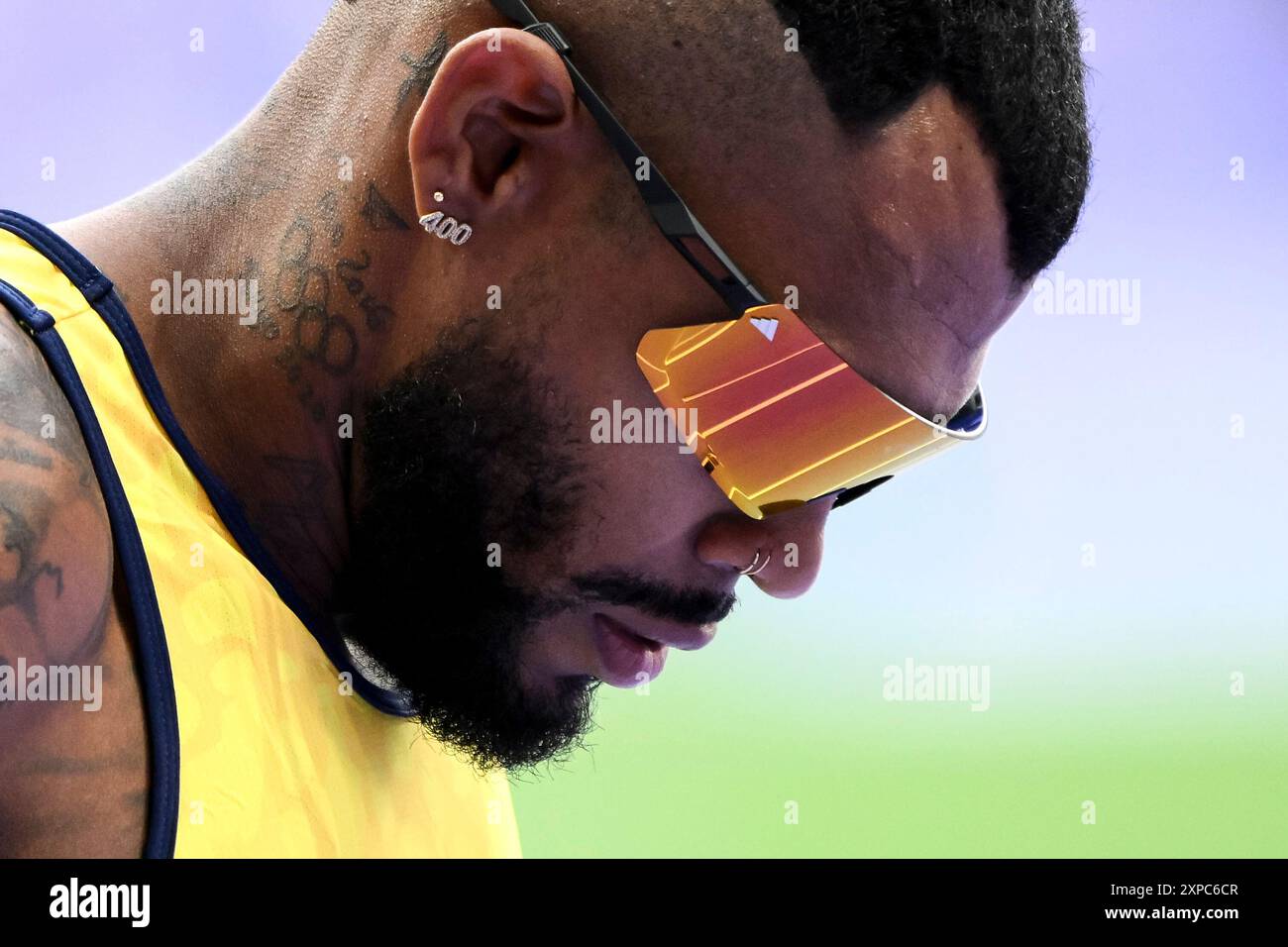 Anthony Jose Zambrano of Colombia prepares to compete in the 400m men ...