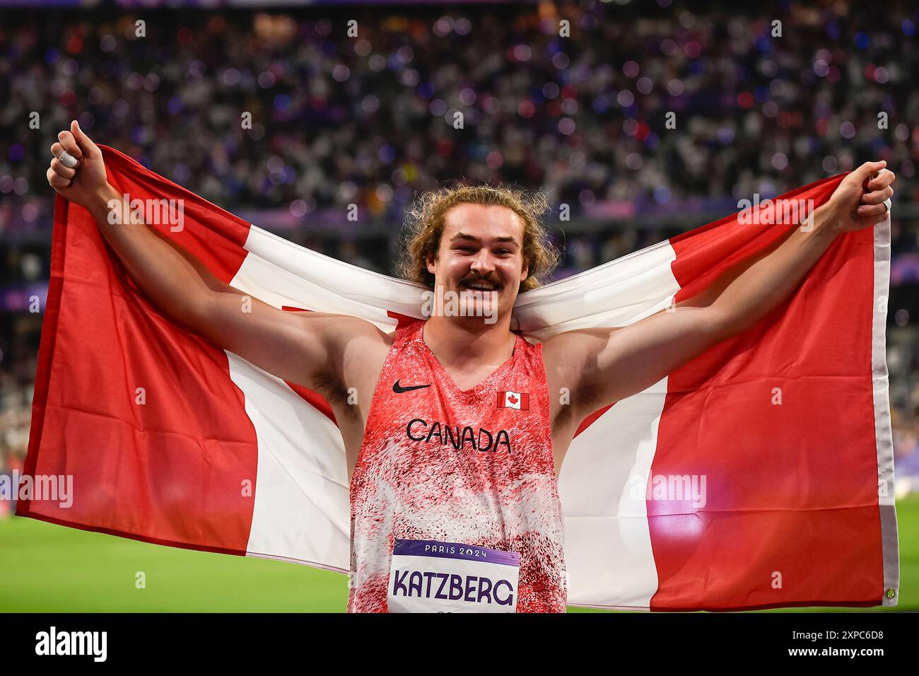 Ethan Katzberg of Canada celebrates after winning the men's Hammer ...