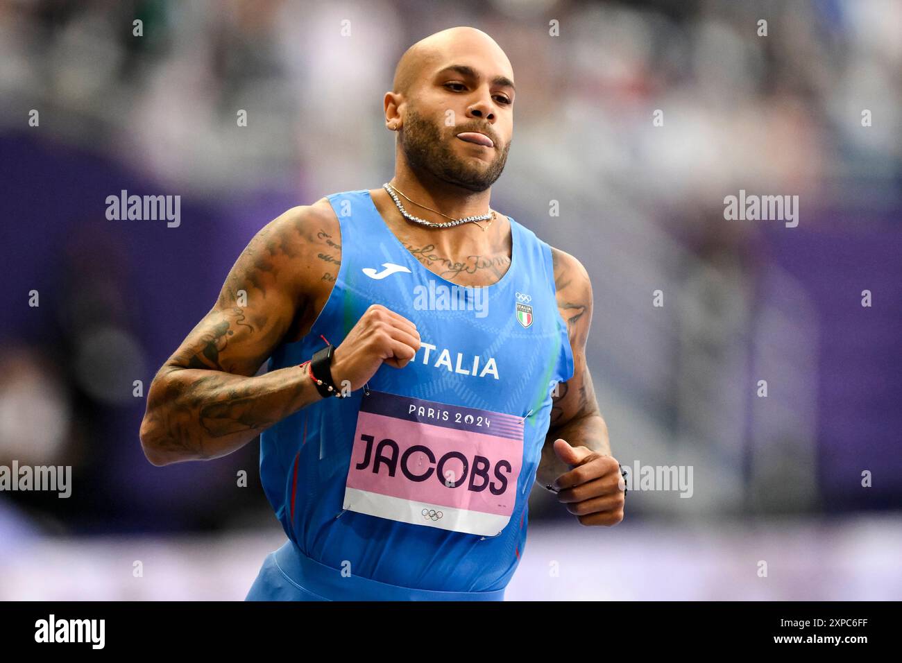 Lamont Marcell Jacobs Italy reacts after comepting in the 100m men ...