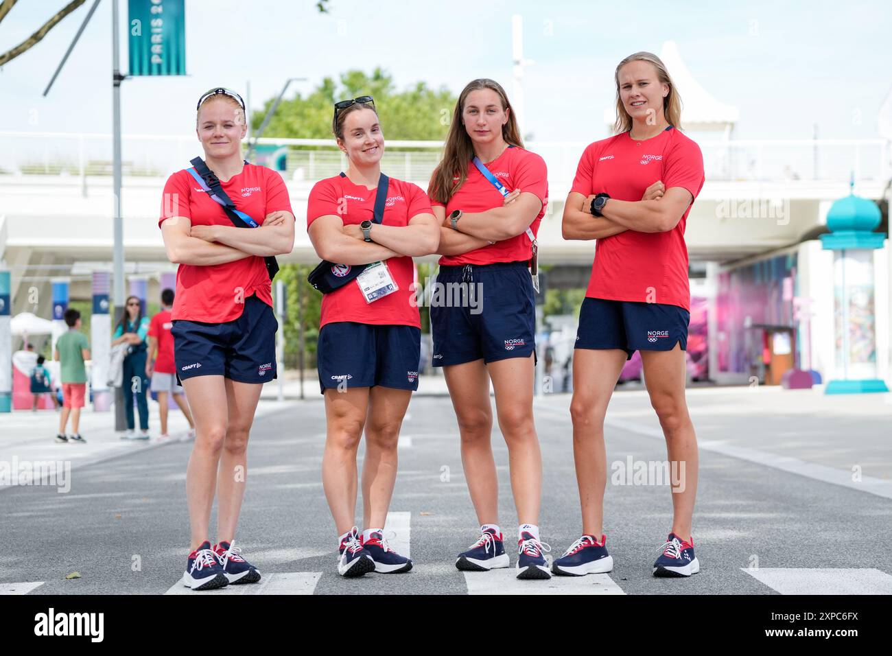 Paris, France 20240804. Maria Virik (from left), Kristine Amundsen ...