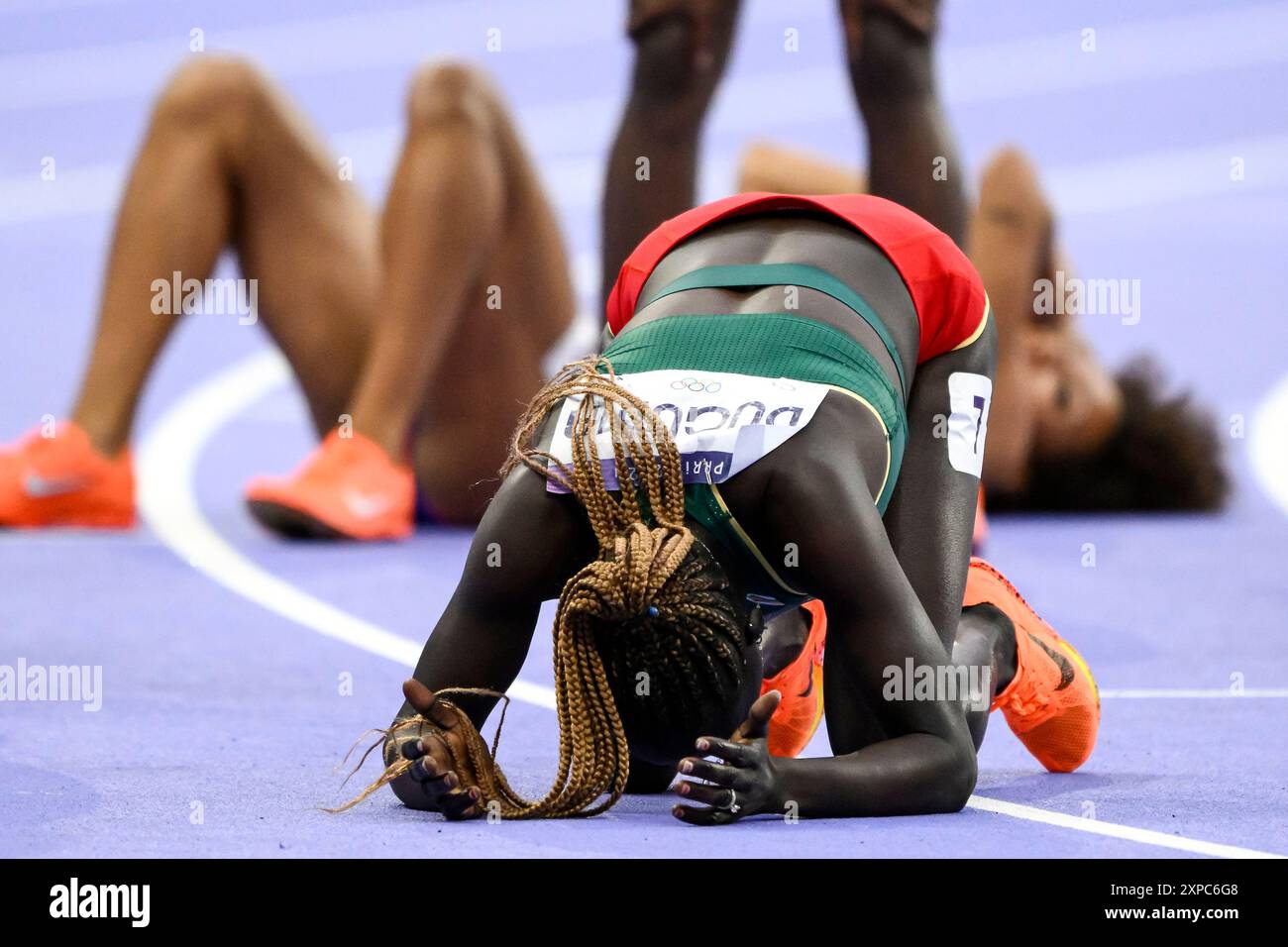 Tsige Duguma of Ethiopia reacts after competing in the 800m women semi ...
