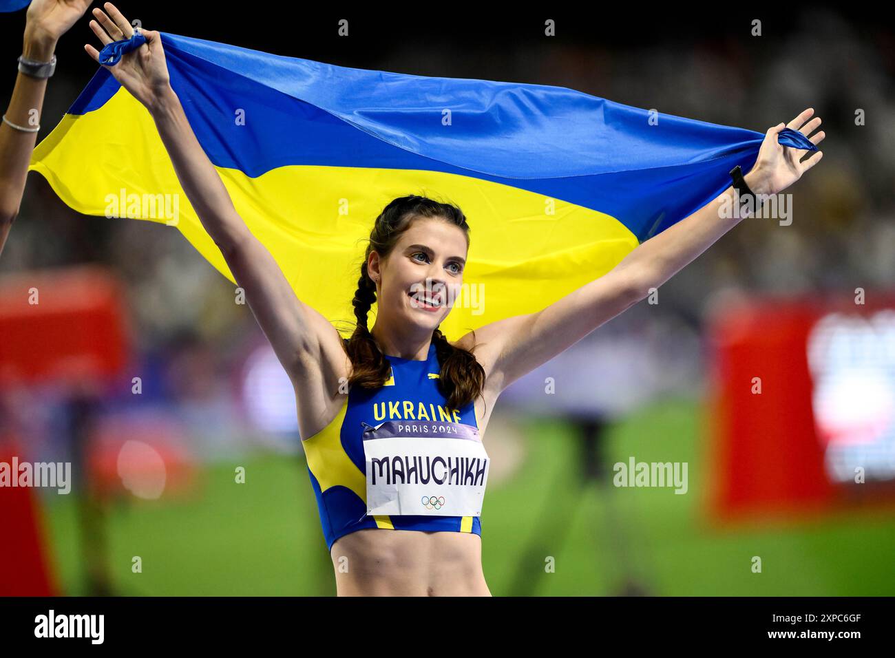 Yaroslava Mahuchikh of Ukraine celebrates after winning the gold medal ...