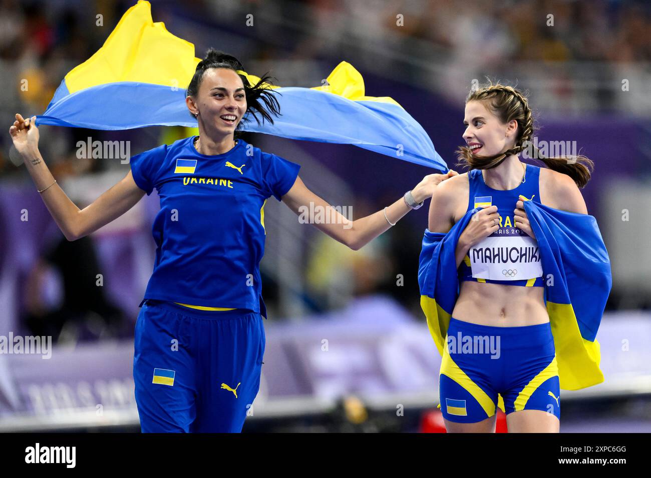 Yaroslava Mahuchikh (r) and Iryna Gerashchenko of Ukraine celebrates ...
