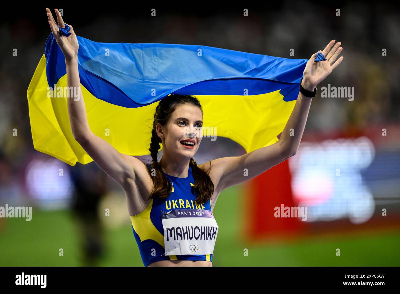 Yaroslava Mahuchikh of Ukraine celebrates after winning the gold medal ...
